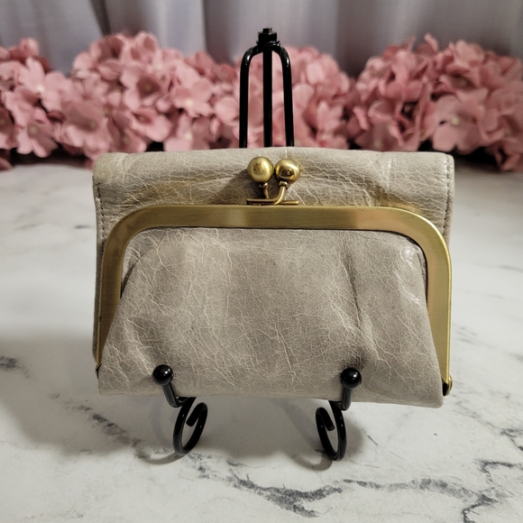HOBO | Bags | Hobo Robin Vintage Stone Grey Leather Wallet With ...